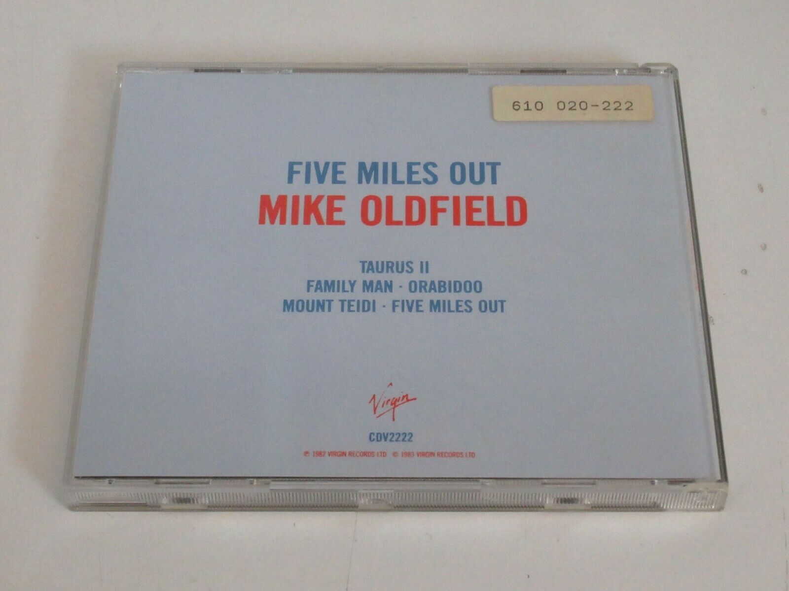 Five Miles Out Virgin CD - Mike Oldfield Worldwide Discography
