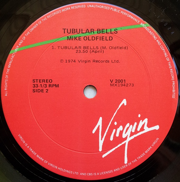 Tubular Bells Cbs LP - Mike Oldfield Worldwide Discography