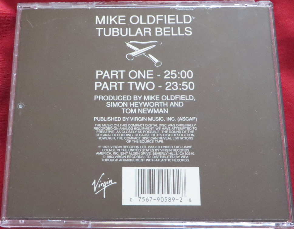 Tubular Bells Virgin America CD - Mike Oldfield Worldwide Discography