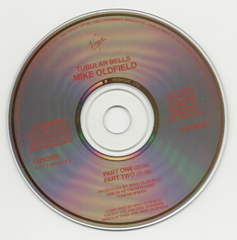 Tubular Bells Virgin CD - Mike Oldfield Worldwide Discography